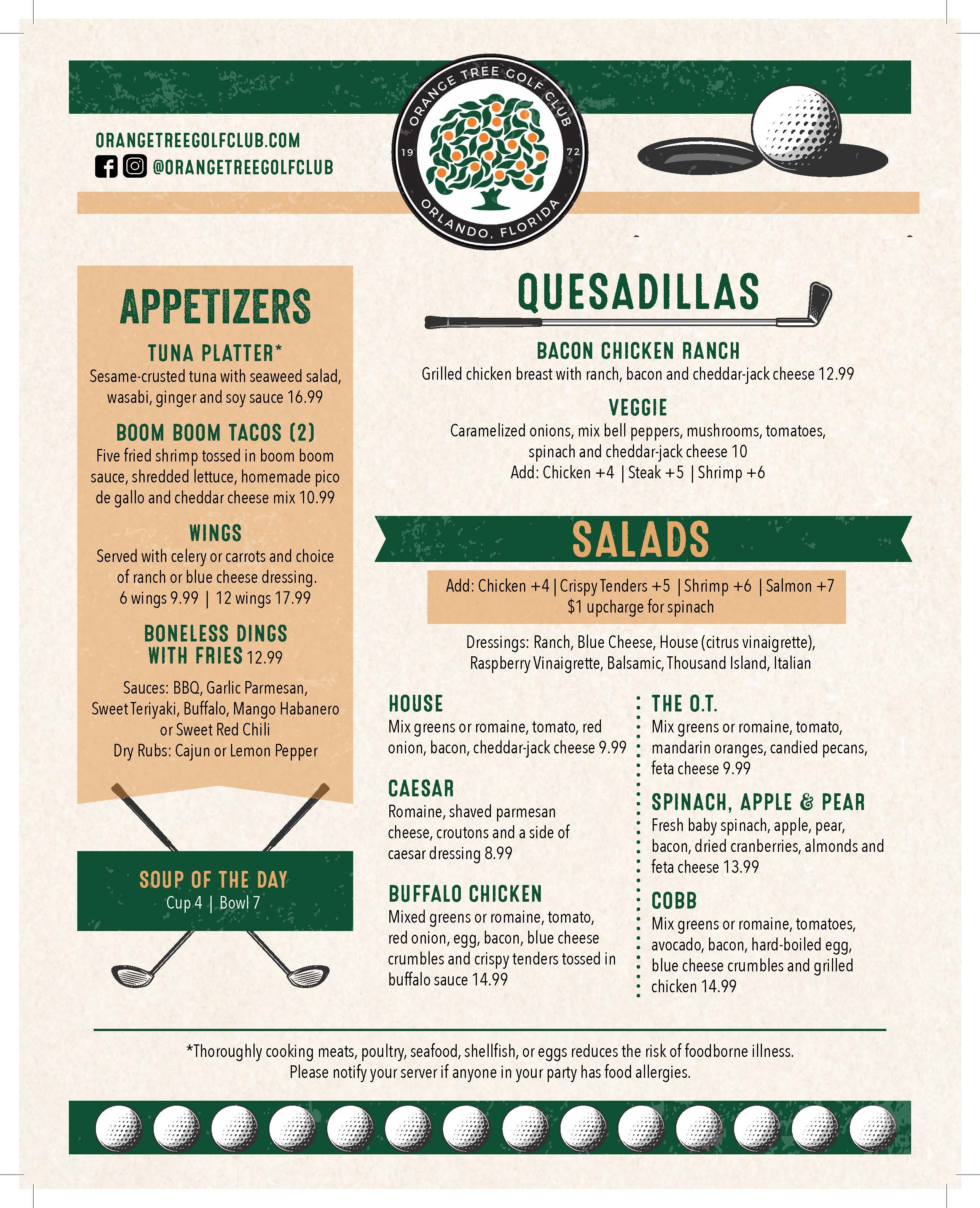 Club Menus - Orange Tree Golf Club
